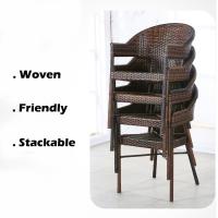 China Custom Logo Woven PE Rattan Dining Table and Chairs for Hotel Outdoor Patio Armchair Set for sale