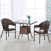 China Custom Logo Woven PE Rattan Dining Table and Chairs for Hotel Outdoor Patio Armchair Set for sale