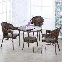 China Custom Logo Woven PE Rattan Dining Table and Chairs for Hotel Outdoor Patio Armchair Set for sale