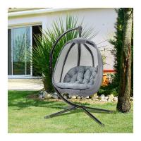 China Outdoor Furniture Essential AJUNION Foldable Hanging Egg Chair with Polyester Cushion for sale