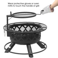 China Outdoor Garden AJUNION Removable Cooking Grill 27 Pounds Outdoor Wood Burning Fire Pit for sale