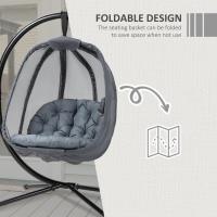 China Outdoor Furniture Essential AJUNION Foldable Hanging Egg Chair with Polyester Cushion for sale