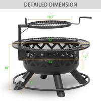 China Outdoor Garden AJUNION Removable Cooking Grill 27 Pounds Outdoor Wood Burning Fire Pit for sale