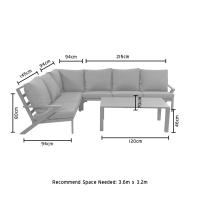 China AJUNION Aluminum Frame Outdoor Corner Sofa Lounge Set Sectional Garden Furniture Set for sale