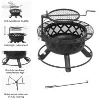 China Outdoor Garden AJUNION Removable Cooking Grill 27 Pounds Outdoor Wood Burning Fire Pit for sale