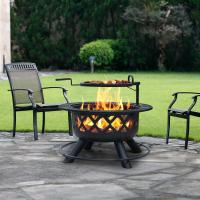 China Outdoor Garden AJUNION Removable Cooking Grill 27 Pounds Outdoor Wood Burning Fire Pit for sale