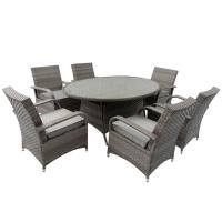 China 9 Seater Outdoor Dining Set with Round Table and Cushions by AJUNION Rattan Furniture for sale