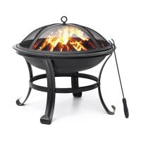 China Round Steel Wood Burning Fire Pit for Outdoor Garden and Backyard Barbecue Grill for sale
