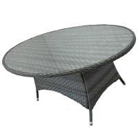 China 9 Seater Outdoor Dining Set with Round Table and Cushions by AJUNION Rattan Furniture for sale