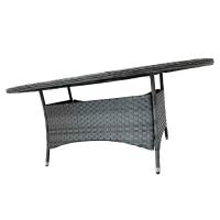 China 9 Seater Outdoor Dining Set with Round Table and Cushions by AJUNION Rattan Furniture for sale