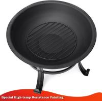 China Round Steel Wood Burning Fire Pit for Outdoor Garden and Backyard Barbecue Grill for sale