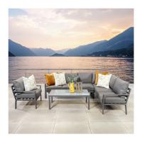 China Aluminum Frame Modern L Shape Garden Sofa Set with Coffee Table Size L 120 x W60 x H45cm for sale