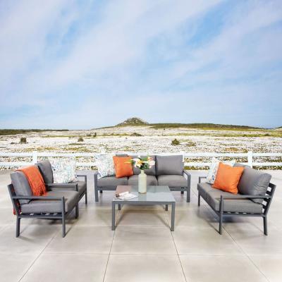 China AJUNION 5 Piece Aluminum Outdoor Furniture Set Garden Sofa Patio Seating Lounge Set for sale