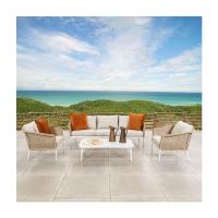 China Aluminum Frame All Weather Patio Furniture Set with Rattan Weave Sofa and Coffee Table for sale