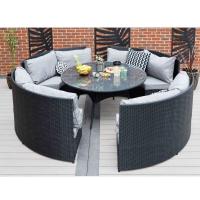 China AJUNION 8 Seater Round Rattan Garden Furniture Dining Set with 10cm Cushion Thickness for sale