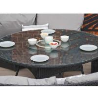 China AJUNION 8 Seater Round Rattan Garden Furniture Dining Set with 10cm Cushion Thickness for sale