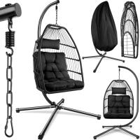 China Foldable Hanging Chair for Living Room Mail Packing Included AJUNION Patio Swing Chair for sale