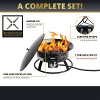 China 23 Pounds AJUNION Gas Propane Fire Pit for Camping Travel Stainless Steel Portable for sale