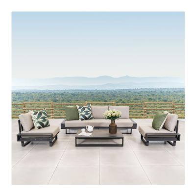 China AJUNION Luxury Aluminum Sofa Set Furniture with Coffee Table Size L 120 x W80 x H26cm for sale