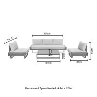 China AJUNION Luxury Aluminum Sofa Set Furniture with Coffee Table Size L 120 x W80 x H26cm for sale