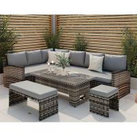 China AJUNION PE Rattan Garden Dining Furniture Set with Rising Dining Table L96xW49xH35cm for sale