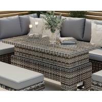 China AJUNION PE Rattan Garden Dining Furniture Set with Rising Dining Table L96xW49xH35cm for sale