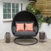 China 80kg Load Capacity PE Rattan Double Seat Swing Egg Chair for Deluxe Outdoor Furniture for sale