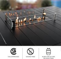 China Rectangular Dining Smokeless Fire Table Propane Gas Fire Pit Table for Patio Garden for sale