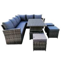 China AJUNION Modern 9 Seater Garden Dining Set with Adjustable Dining Table and Courtyard for sale