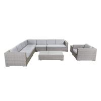 China Large Size L Shape Garden Sofa PE Wicker Outdoor Sofa 8 Piece Rattan Outdoor Furniture Set for sale