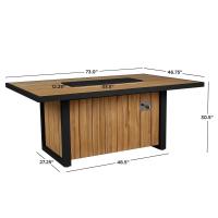 China Outdoor Dining Fire Table Propane Gas Fire Pit Table with Teak Wood Aluminum Frame for sale