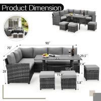 China AJUNION 9 Piece Wicker Outdoor Furniture Rattan Sofa Set Comfortable PE Wicker Rattan for sale