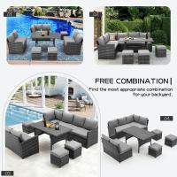 China AJUNION 9 Piece Wicker Outdoor Furniture Rattan Sofa Set Comfortable PE Wicker Rattan for sale