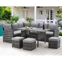 China AJUNION 9 Piece Wicker Outdoor Furniture Rattan Sofa Set Comfortable PE Wicker Rattan for sale
