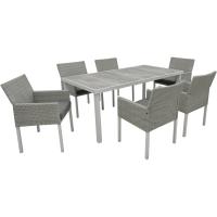 China Mail Packing Y 7 Piece Garden Furniture Table and Chairs Set with PE Wicker Rattan for sale