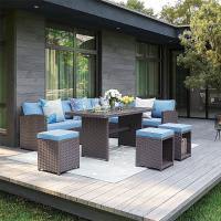 China Outdoor Sofa Patio Garden Balcony Pool Beach Woven PE Wicker Rattan Lounge Modular Sofa Set for sale