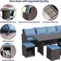 China Outdoor Sofa Patio Garden Balcony Pool Beach Woven PE Wicker Rattan Lounge Modular Sofa Set for sale