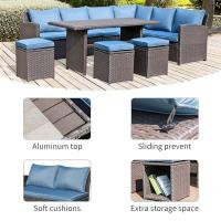 China Outdoor Sofa Patio Garden Balcony Pool Beach Woven PE Wicker Rattan Lounge Modular Sofa Set for sale