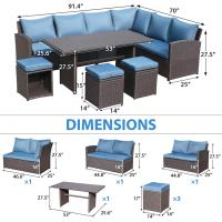 China Outdoor Sofa Patio Garden Balcony Pool Beach Woven PE Wicker Rattan Lounge Modular Sofa Set for sale
