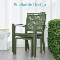 China Outdoor Furniture AJUNION Modern Steel KD Frame Garden Set Stackable Chair Bistro Set for sale