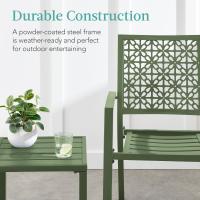 China Outdoor Furniture AJUNION Modern Steel KD Frame Garden Set Stackable Chair Bistro Set for sale