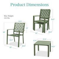 China Outdoor Furniture AJUNION Modern Steel KD Frame Garden Set Stackable Chair Bistro Set for sale