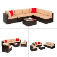 China Hotel Outdoor Indoor Patio Garden Balcony Pool Beach Woven PE Wicker Rattan Lounge Sectional Modular Sofa Set for sale