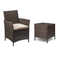 China Outdoor Furniture Set with Stackable Armchairs and Synthetic Rattan Wicker Chairs for sale