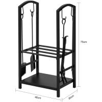 China 2 Tiers Firewood Rack W46 x D30 x H75cm Fireplace Log Holder with Fireplace and 4 Tools for sale