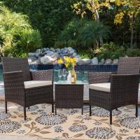 China Outdoor Furniture Set with Stackable Armchairs and Synthetic Rattan Wicker Chairs for sale