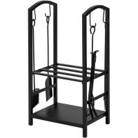 China 2 Tiers Firewood Rack W46 x D30 x H75cm Fireplace Log Holder with Fireplace and 4 Tools for sale