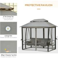 China Metal AJUNION Outdoor Patio Daybed 3 in 1 Canopy Gazebo Swing Chair Garden Hammock with Mesh Mosquito Net for sale