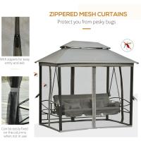 China Metal AJUNION Outdoor Patio Daybed 3 in 1 Canopy Gazebo Swing Chair Garden Hammock with Mesh Mosquito Net for sale