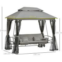 China Metal AJUNION Outdoor Patio Daybed 3 in 1 Canopy Gazebo Swing Chair Garden Hammock with Mesh Mosquito Net for sale